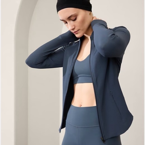 Athleta | Jackets & Coats | Athleta Salutation Rib Jacket Granite Blue ...
